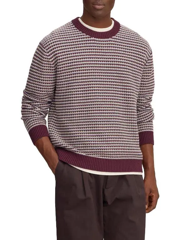 Nn07 Russel Stripe Organic Cotton & Wool Crewneck Sweater - Winetasting