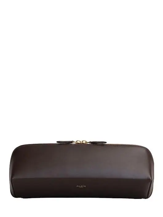 Alaïa Delta Leather Clutch - Feve