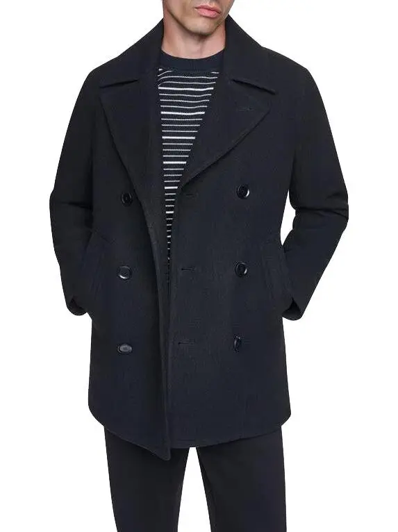 Dkny Double Breasted Peacoat - Black