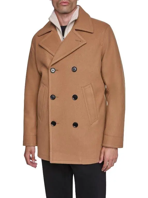 Dkny Double Breasted Peacoat - Camel