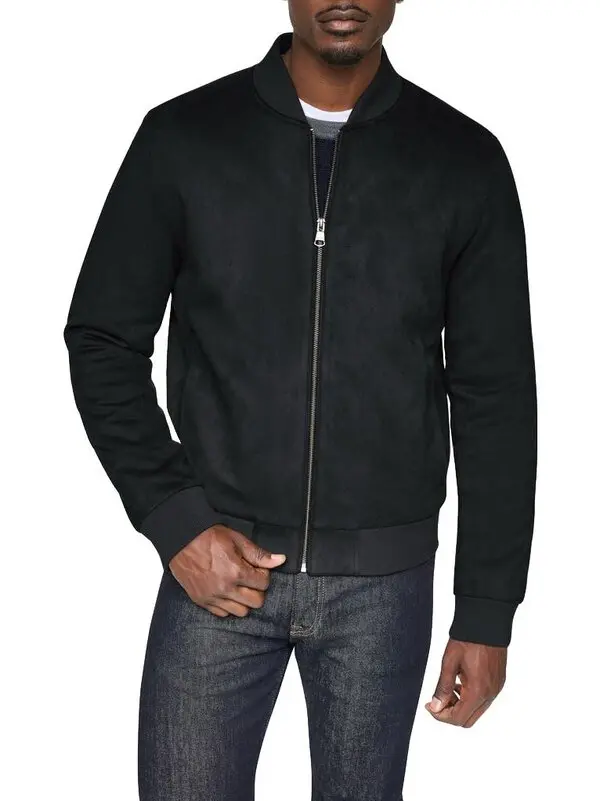 Dkny Faux Suede Bomber Jacket - Black