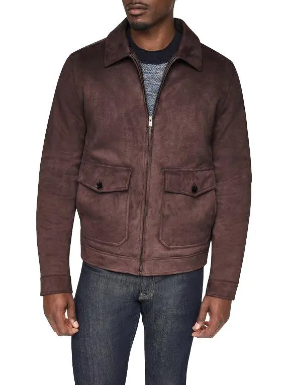 Dkny Faux Suede Trucker Jacket - Chocolate