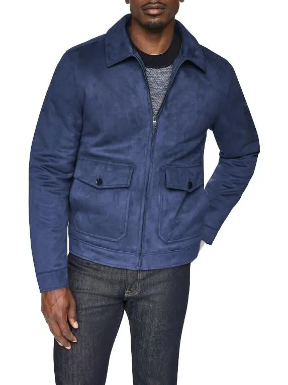 Dkny Faux Suede Trucker Jacket - Navy