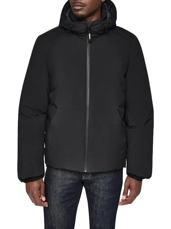 Dkny Stretch Hooded Puffer Jacket - Black