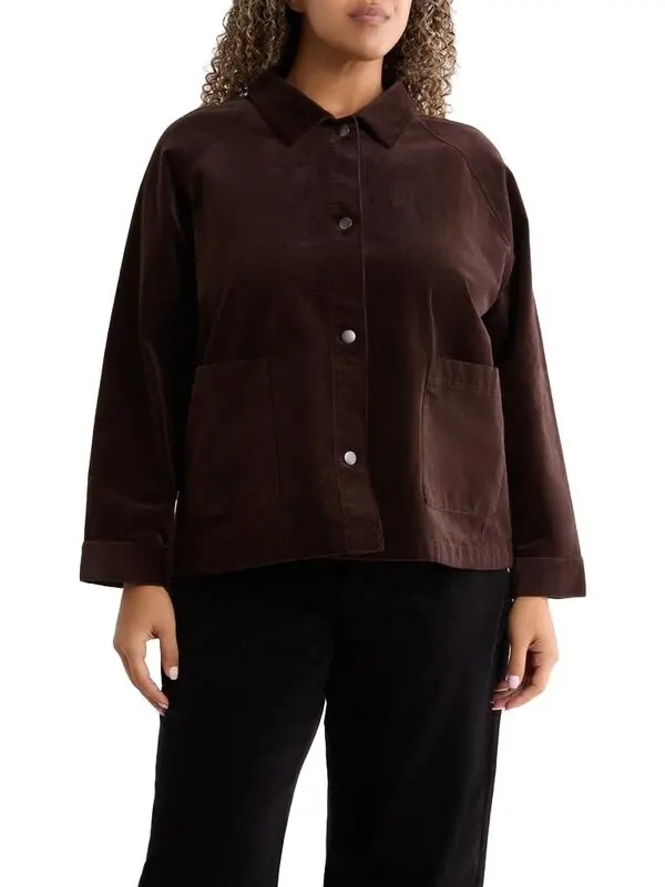 Eileen Fisher Classic Collar Corduroy Jacket - Coffee