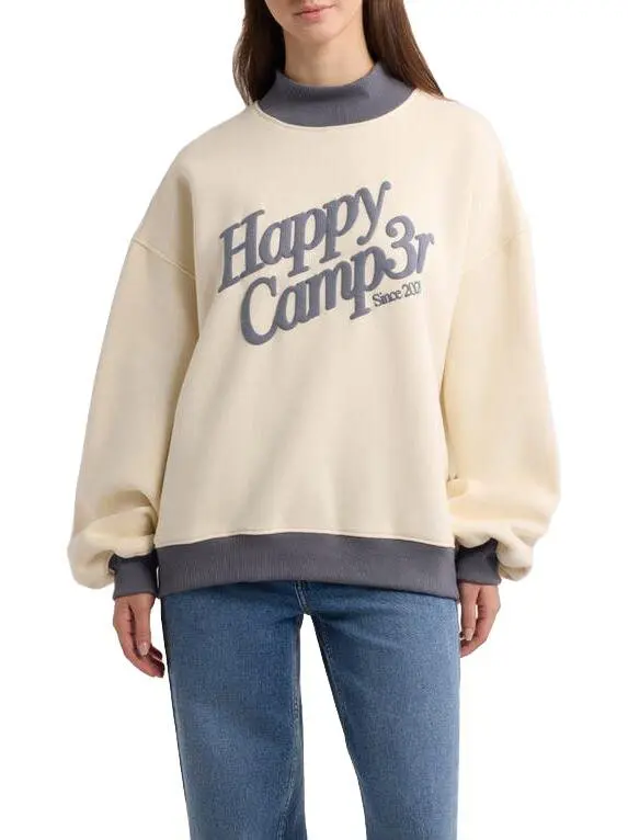 HAPPY CAMP3R Puff Series Logo Mock Neck Sweatshirt - Cream