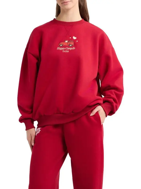 HAPPY CAMP3R Fresh Picked Crewneck Sweatshirt - Deep Red