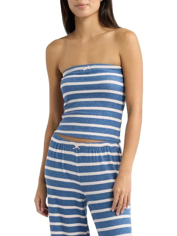 HAPPY CAMP3R Stripe Quinn Strapless Top - Navy