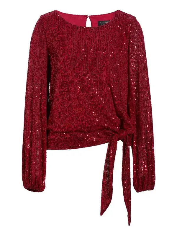 TAHARI ASL Sequin Top - Red