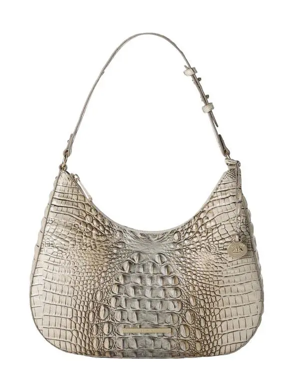 Brahmin Stephie Croc Embossed Leather Shoulder Bag - Fossilized