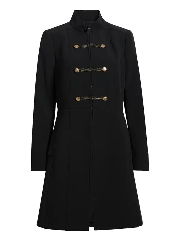 TAHARI ASL Military Double Breasted Coat - Black