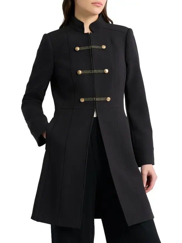 TAHARI ASL Military Double Breasted Coat - Black