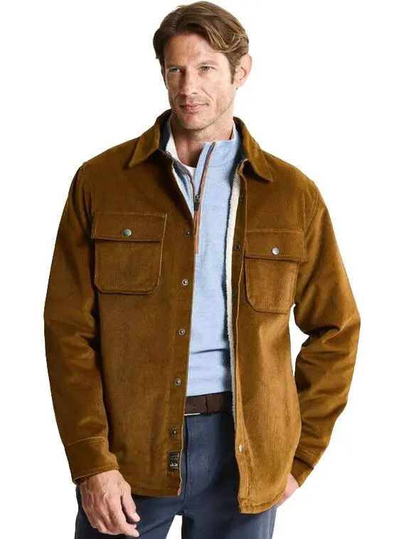 JACHS Lined Corduroy Overshirt - Khaki