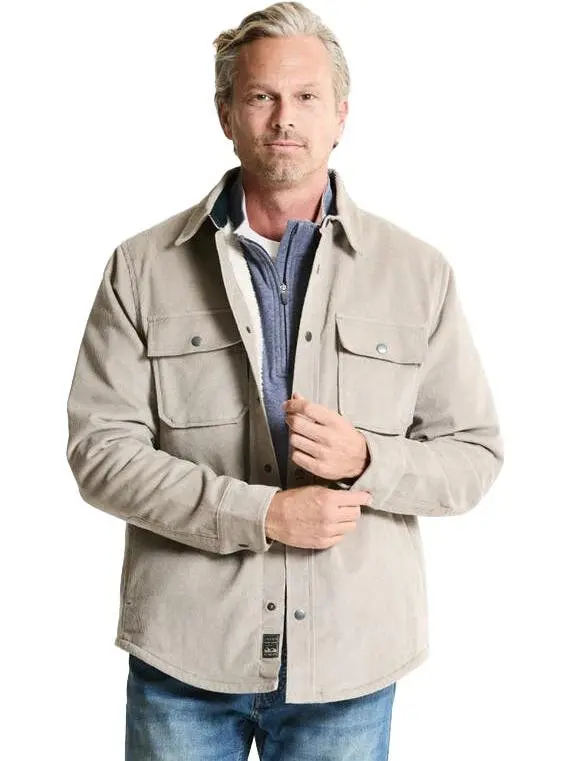JACHS Lined Corduroy Overshirt - Stone