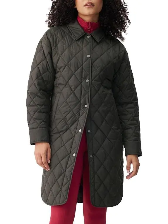 LOLE Avril Quilted Longline Shacket - Olive