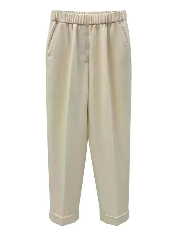 Peserico Elasticated-waistband Turn-up Trousers - Neutrals