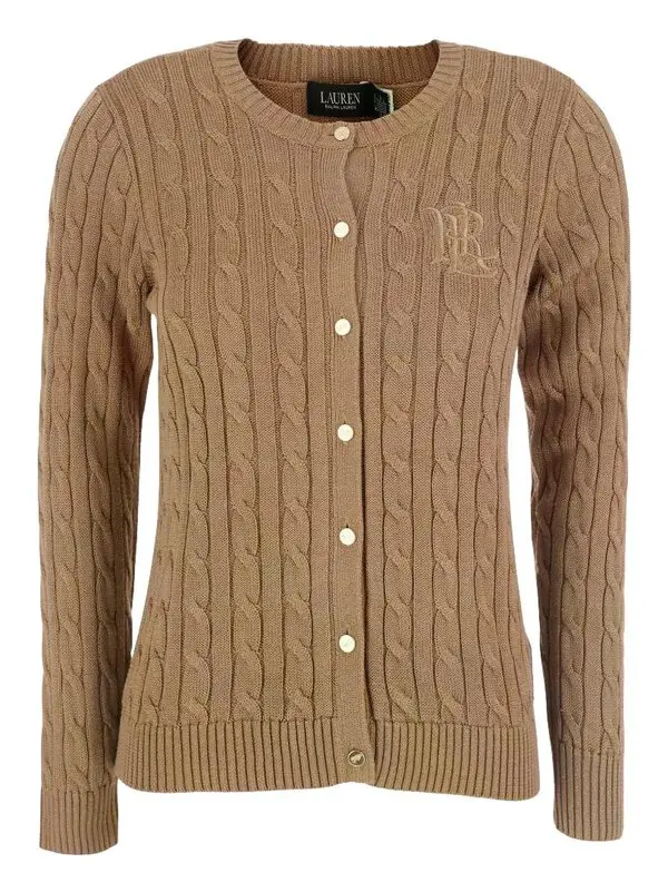 Ralph Lauren Cable-knit Monogram-embroidered Cardigan - Brown