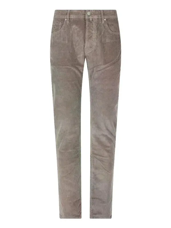 JACOB COHЁN Bard Corduroy-effect Straight-leg Cotton Trousers - Grey
