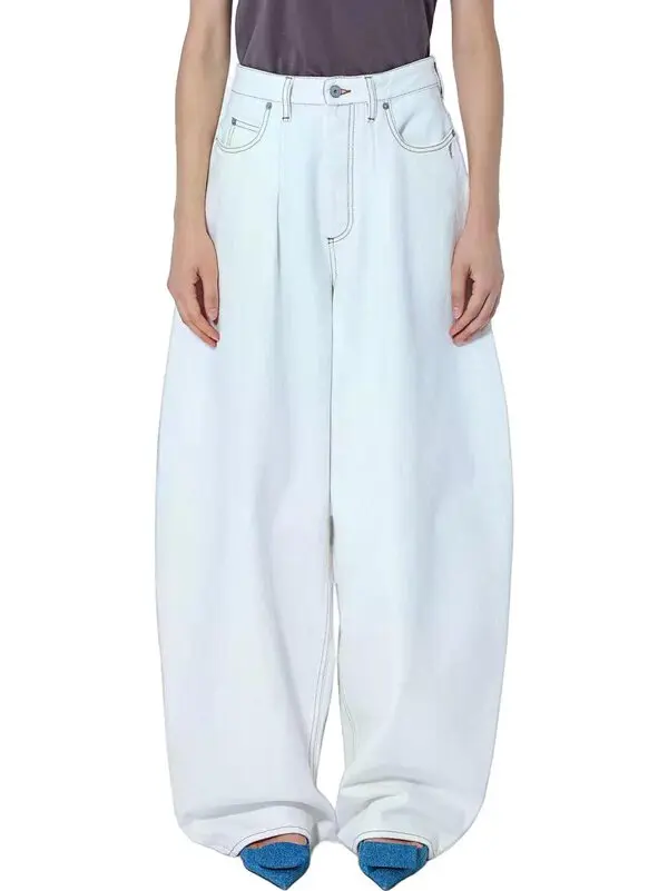 Jacquemus The Ovalo De-nîmes High-waisted Curved Jeans - White