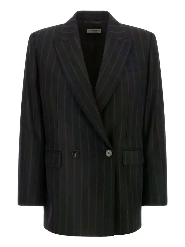 Alberto Biani Double-breasted Pinstripe Blazer - Black