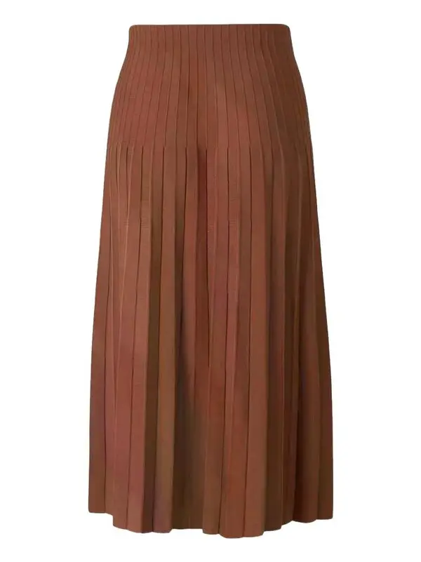 Staud Lena Pleated Ribbed-knit Midi Skirt - Brown