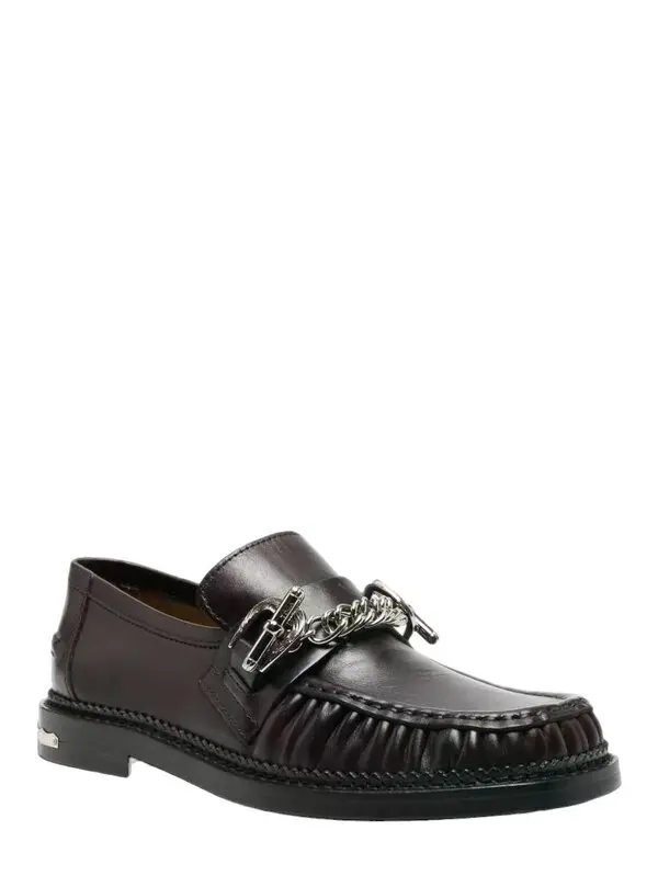 Toga Chain-link Ruched Loafers - Brown