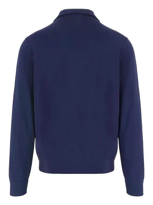 AUTRY Logo-embroidered Striped-sleeve Cardigan - Blue