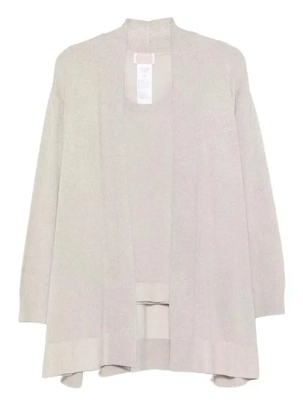 Marina Rinaldi Metallic-effect Knitted Cardigan - Neutrals