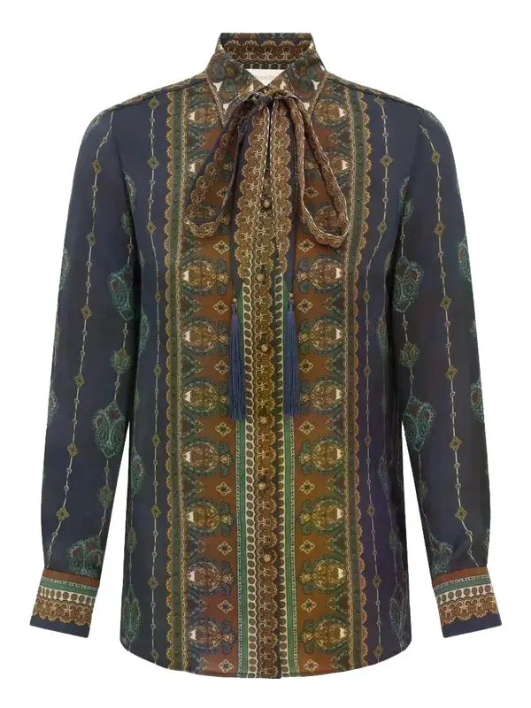Zimmermann Paisley-print Pussy-bow Shirt - Blue