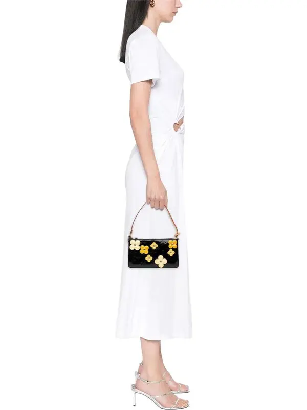 LOUIS VUITTON 2002 Monogram Vernis Lexington Fleurs Pochette Shoulder Bag - Black