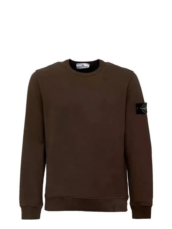 Stone Island 6100049 Brushed Organic Cotton Fleece Sweatshirt - Brown