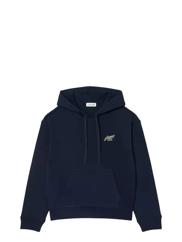 Lacoste Logo-patch Drawstring Hoodie - Blue