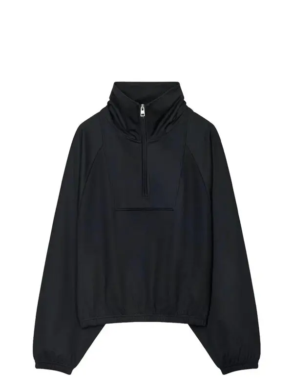 Closed Quarter-zip Raglan-sleeve Track Jacket - Black