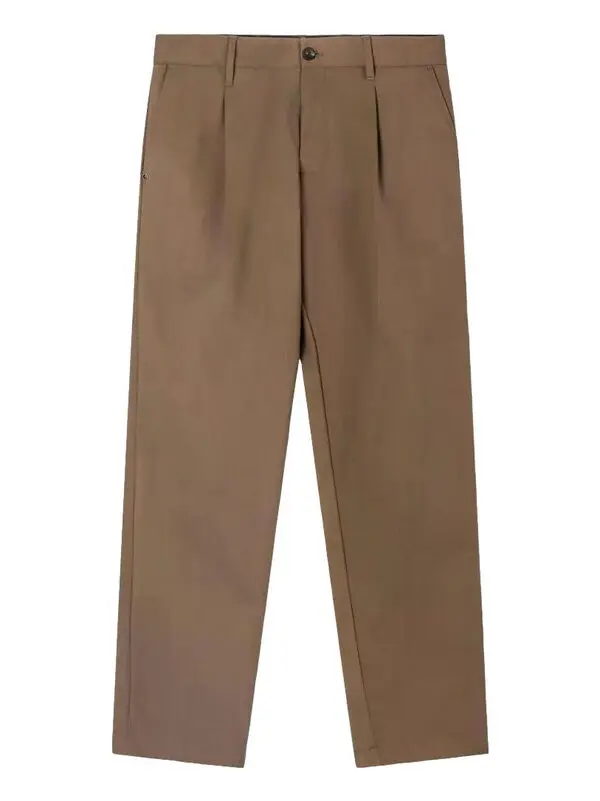 WHITE SAND Sammy Pleated Twill Trousers - Brown