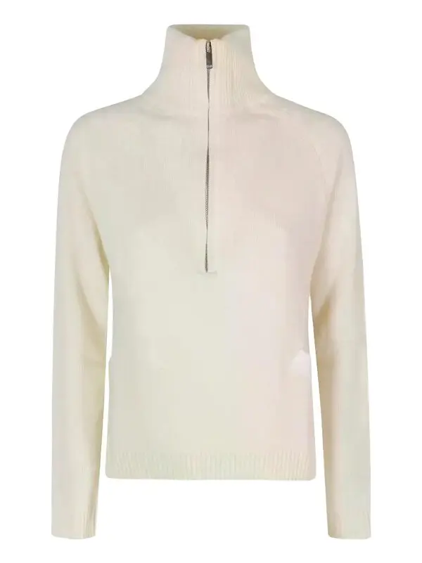 SEMICOUTURE Layered Panel Half-zip Sweater - Neutrals