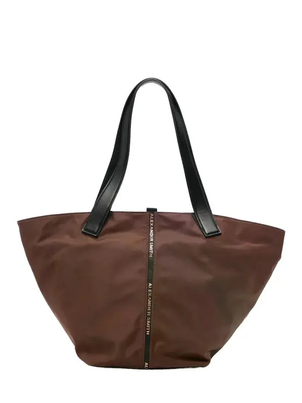 ALEXANDER SMITH Large Laurent Logo-tape Leather-trim Tote Bag - Brown