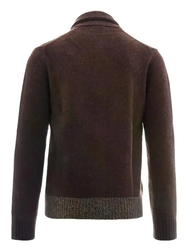 BALLANTYNE Diamond Intarsia Cardigan - Brown