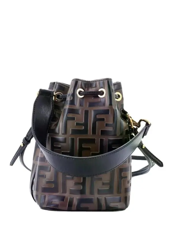 Fendi Mon Tresor Zucca Embossed Leather Mini Bucket Bag - Brown