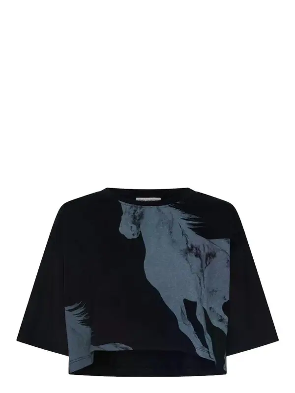 ONETEASPOON Wild Horses Cropped T-shirt - Black