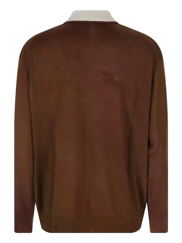 SEMICOUTURE Cassie Contrast-collar Polo Sweater - Brown