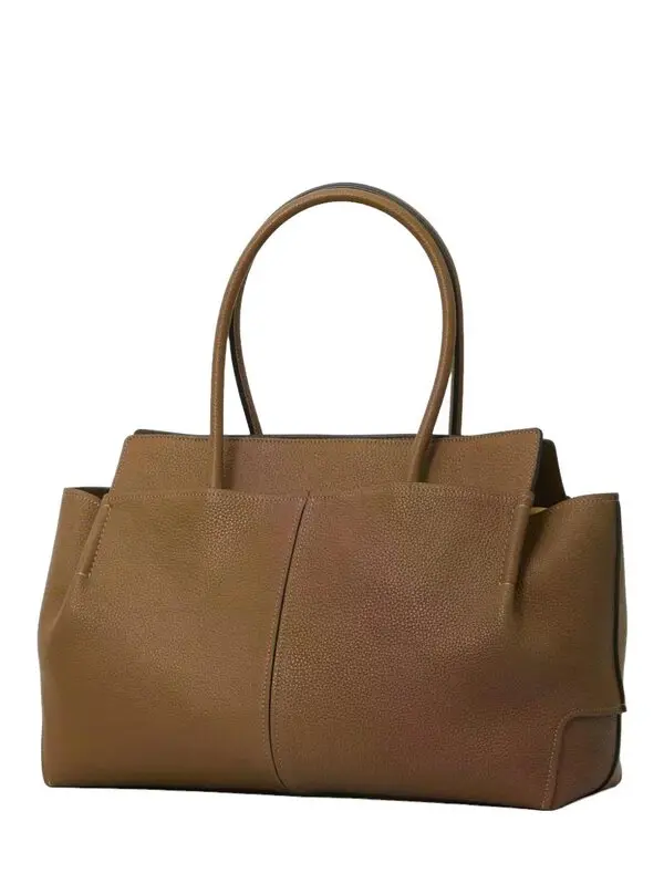TOD'S Hammered Leather Tote Bag - Brown