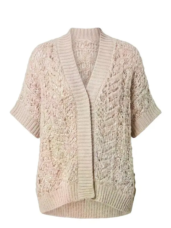 Peserico Sequin-embellished Herringbone Cape - Neutrals