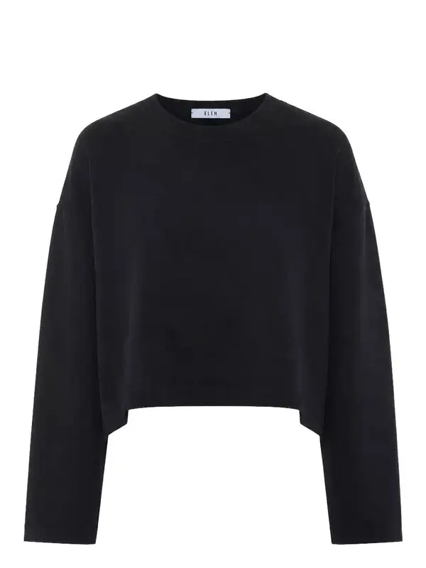 ELEH Long-sleeve Cropped Sweater - Black