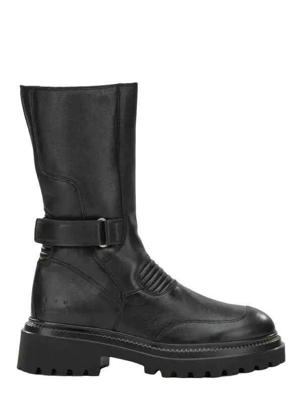 SUMMERY COPENHAGEN Buckle-strap Panelled Boots - Black