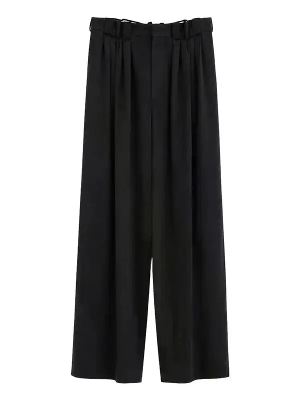 SOSHIOTSUKI Eight Tuck Pleated Wool Trousers - Black