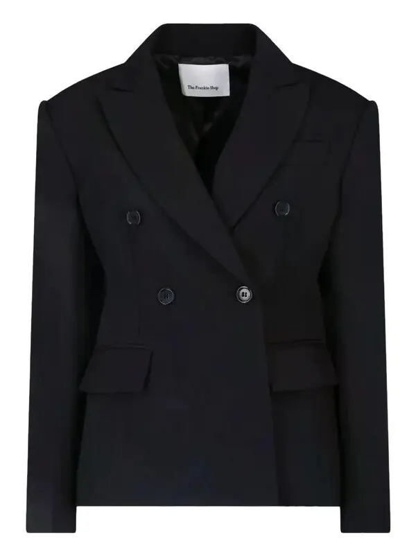 THE FRANKIE SHOP Doyer Cinched Double-breasted Blazer - Black