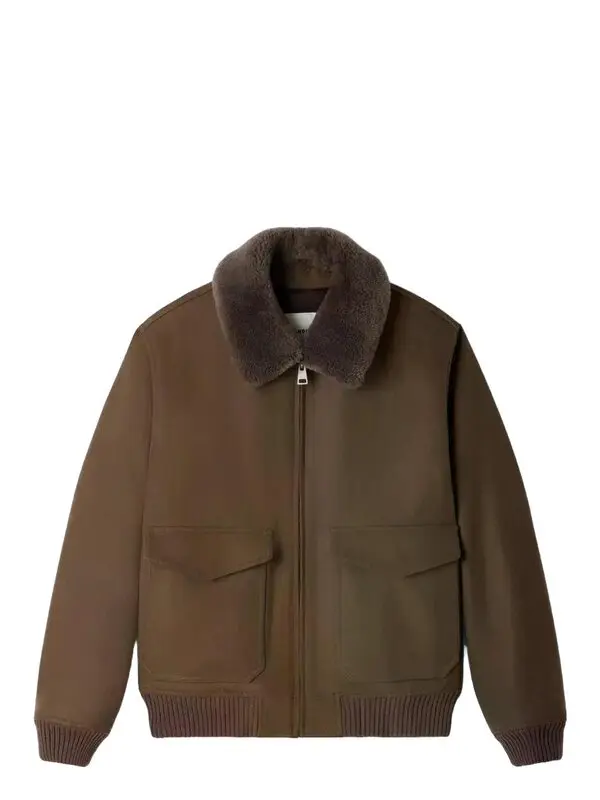 Sandro Wool Jacket With Removable Collar - Green
