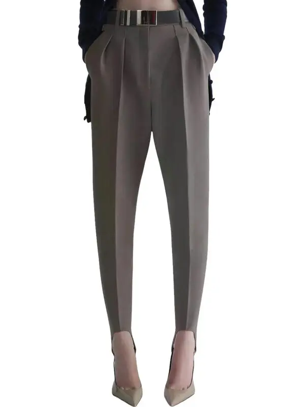 MUGLER Taupe Carrot Pants - Grey
