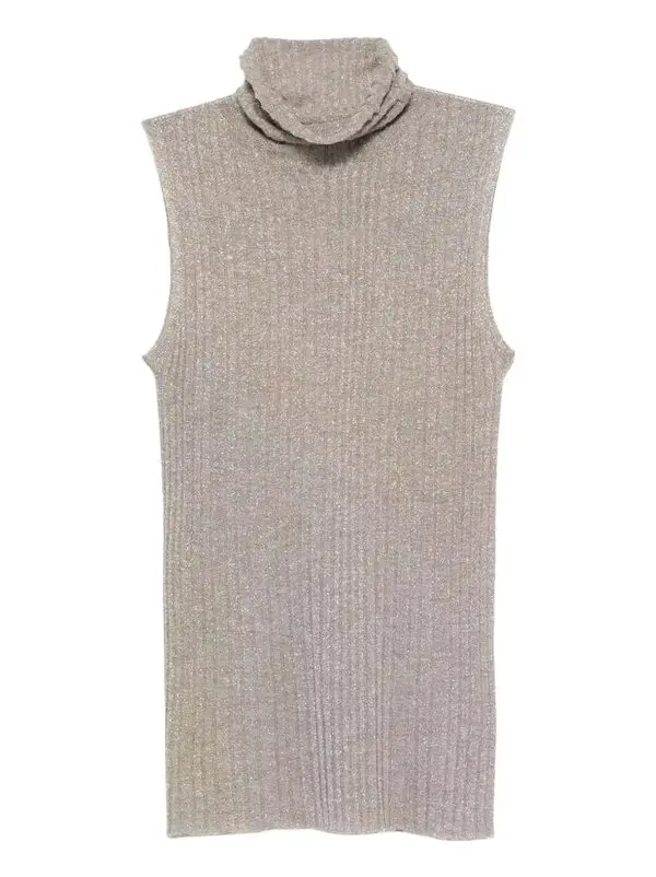 AROVESCIO Ribbed-knit Sleeveless Sweater - Brown