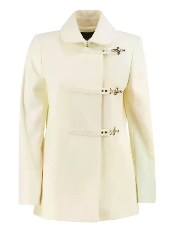 FAY Caban 3-ganci-fastening Single-breasted Coat - White